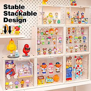 GOTO Clear Assemble Display Box, Doll Display Storage Case, Stackable Show Case for Pop Mart, Garage Kits, Action Figures, Lego, Collectibles, Toys, Cosmetics (1 Box with 2 Partitions)