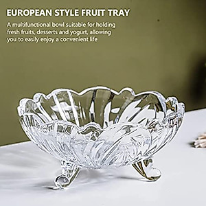 Angoily Glass Salad Bowl Glass Footed Dessert Bowl Vintage Flower Embossed Ice Cream Bowl Trifle Bowl Salad Bowl Candy Cake Bowl for Home Party Wedding 950ml Parfait Bowl