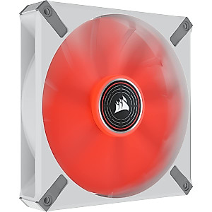 CORSAIR ML140 LED Elite, 140mm Magnetic Levitation Red LED Fan with AirGuide, Single Pack - White Frame
