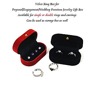 LAGIPA Velvet Ring Bearer Box, Ring Box Display Holder Case for Wedding/Proposal/Engagement/Ceremony, Wider Slot for Single or Double Rings, Earrings, Jewelry Gift Storage Organizer (Black)