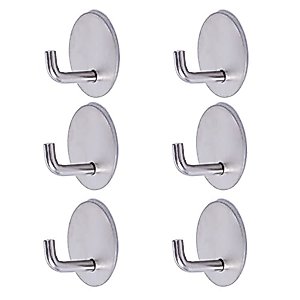 kylayoyo Self-Adhesive Hook, 3M Hooks, Waterproof, Heavy-Duty Wall Hook Without Nails, Bathroom, Kitchen, Bedroom, Cabinet, Closet, Towel, Bathrobe, Coat Key Chain, Round Design 6 Packs