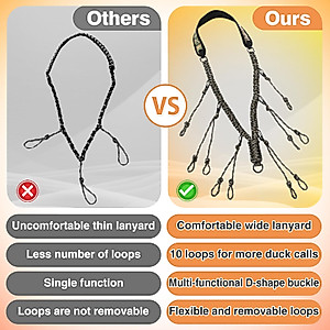 PAMASE Duck Call Lanyard - Duck Whistle Hunting Accessories with 10 Removable Loops, Camo Woven Goose Call Carry, Outdoor Predator Gear Gift for Hunter - without Duck Call