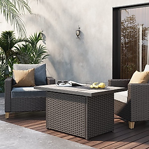 Grand patio Outdoor Propane Fire Pit Table with Cover/Lid for Patio, 43 inch 50,000 BTU,Wicker/Rectangle