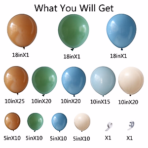 One Happy Camper Birthday Decorations,145Pcs Camping Balloon Arch Garland Kit Blue Green Brown Balloons for Boys Kids 1st Birthday Happy Camper Forest Camping Adventure Wilderness Baby Shower Party