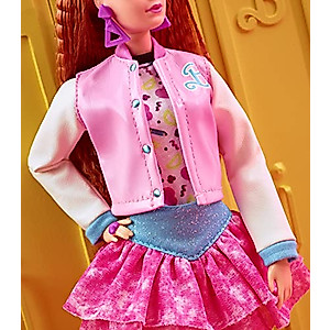Barbie Rewind Doll, '80S Edition Schoolin' Around Outfit with Varsity Jacket, Acid-Washed Skirt and Rad Accessories