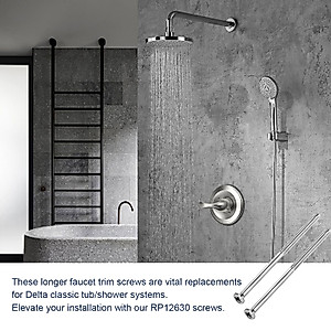 RP12630 Longer Escutcheon Trim Screws Replacement for Delta Faucet, Shower Trim Screws for Valves Roughed-in Too Deep, Faucet Repair Parts for Delta Classic Tub/Shower System, 2 Pack