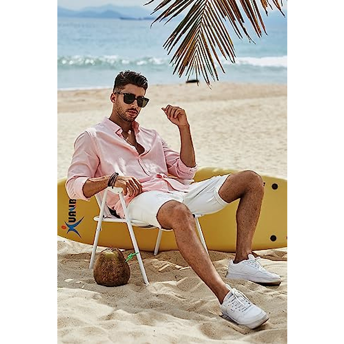 JMIERR Mens Cotton Linen Casual Stylish Button-Down Shirt Long Sleeve Business Plain Dress Shirts Old Money Aesthetic Shirts for Men,US50(2XL),B Pink