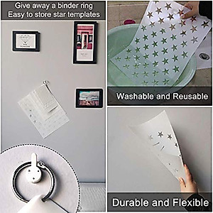 WISYOK American Flag 50 Star Stencils and 13 Stars 1776 Templates, American Flag Templates, Ideal for Painting on Wood, Fabric, Paper, Walls [6 Sizes, 2 Styles]