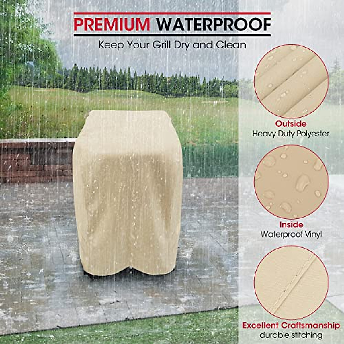 Unicook 2 Burner Grill Cover 32 Inch, Heavy Duty Waterproof Small BBQ Grill Cover, Outdoor Barbecue Cover, Compatible with Weber Char-Broil NexGrill Grills with Collapsed Side Tables, Desert Sand