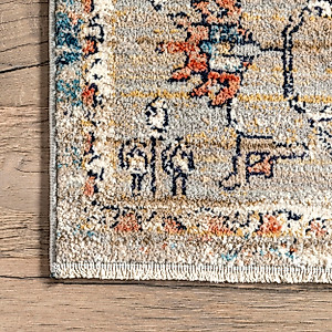 nuLOOM Marley Traditional Medallion Fringe Area Rug, 4' x 6', Beige, Rectangular, 0.3" Thick