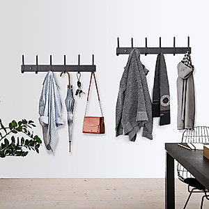Coat Rack Wall Mounted with 6 Hooks,2 Pack Stainless Steel Coat Hooks for Hanging Coats,Heavy Duty Wall Hooks for Kitchen,Balcony, Bathroom,Living Room,and More