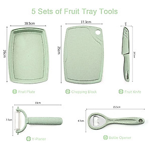 Fruit Cutting Board and Knife Box ,Multifunction Kitchen Tool Set with Fruit Knife, Bottle Opener,Cutting Board,Fruit Dish for Camping,Picnic and BBQ