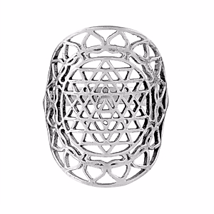 81stgeneration Women's 925 Sterling Silver Wide Sri Yantra Chakra Sacred Hindu Ring