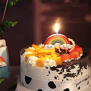 Rainbow Happy Birthday Candle,Colorful Cute Cloud Candles,Creative Fun Long Thin Baby Kids Children Candles,Party Supplies,Cake Decoration
