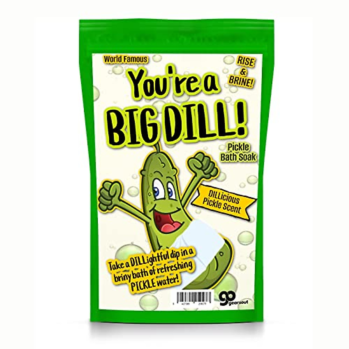 Big Dill Pickle Bath Soak - Fresh Dill Pickle Scent Bath Salts for Kids - Weird Spa Gift for Pickle Lovers, Funny Christmas Stocking Stuffers, Unisex Grab Bags, Easter Gift Baskets