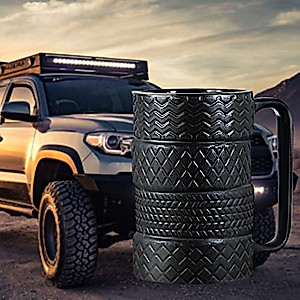 EPFamily Ceramic Tire Coffee Mug for Men Gifts from Daughter Son Novelty Tea Mug for Dad Birthday Christmas Holiday Housewarming Mechanic Gifts for Car Lovers