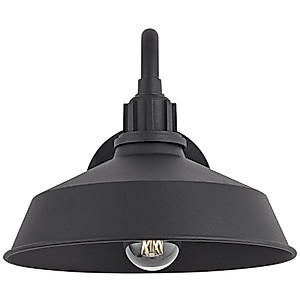 Franklin Iron Works Arnett Rustic Urban Barn Outdoor Wall Light Fixture Smooth Black Aluminum 10 1/2" Gooseneck Arm for Exterior House Porch Patio Outside Deck Garage Yard Front Door Garden Home