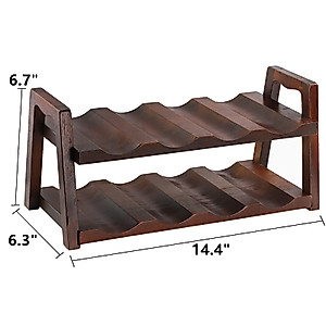 Peohud Acacia Wood Countertop Wine Rack, 8 Bottles Wooden Wine Holder Stand, 2 Tier Free Standing Wine Storage Display Shelf for Home Kitchen Bar Table Top Cabinet Pantry Wine Cellar Basement