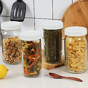 Ganganmax Plastic Mason Jar Lids with Sealing Rings 12 Pack White Plastic Storage Caps for Ball Kerr Canning Jars Regular Wide Mouth Jar Lids - Dia 70mm