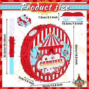 Deekin Carnival Pull String Piñata Circus Tent Piñata with Blindfold Piñata Stick and Confetti Large Carnival Piñata for Birthday Party Circus Carnival Party Decorations Supplies for Kids Baby Shower