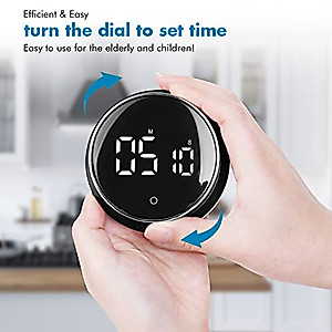 Geekpartn Rechargeable Timer-Digital Kitchen Timer- Classroom Timer for Kids- Magnetic Countdown Countup Timer(Black)