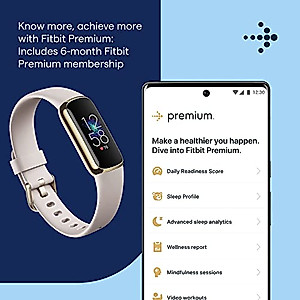 Fitbit Luxe Fitness and Wellness Tracker with Stress Management, Sleep Tracking and 24/7 Heart Rate, One Size S L Bands Included, Lunar White/Soft Gold Stainless Steel, 1 Count