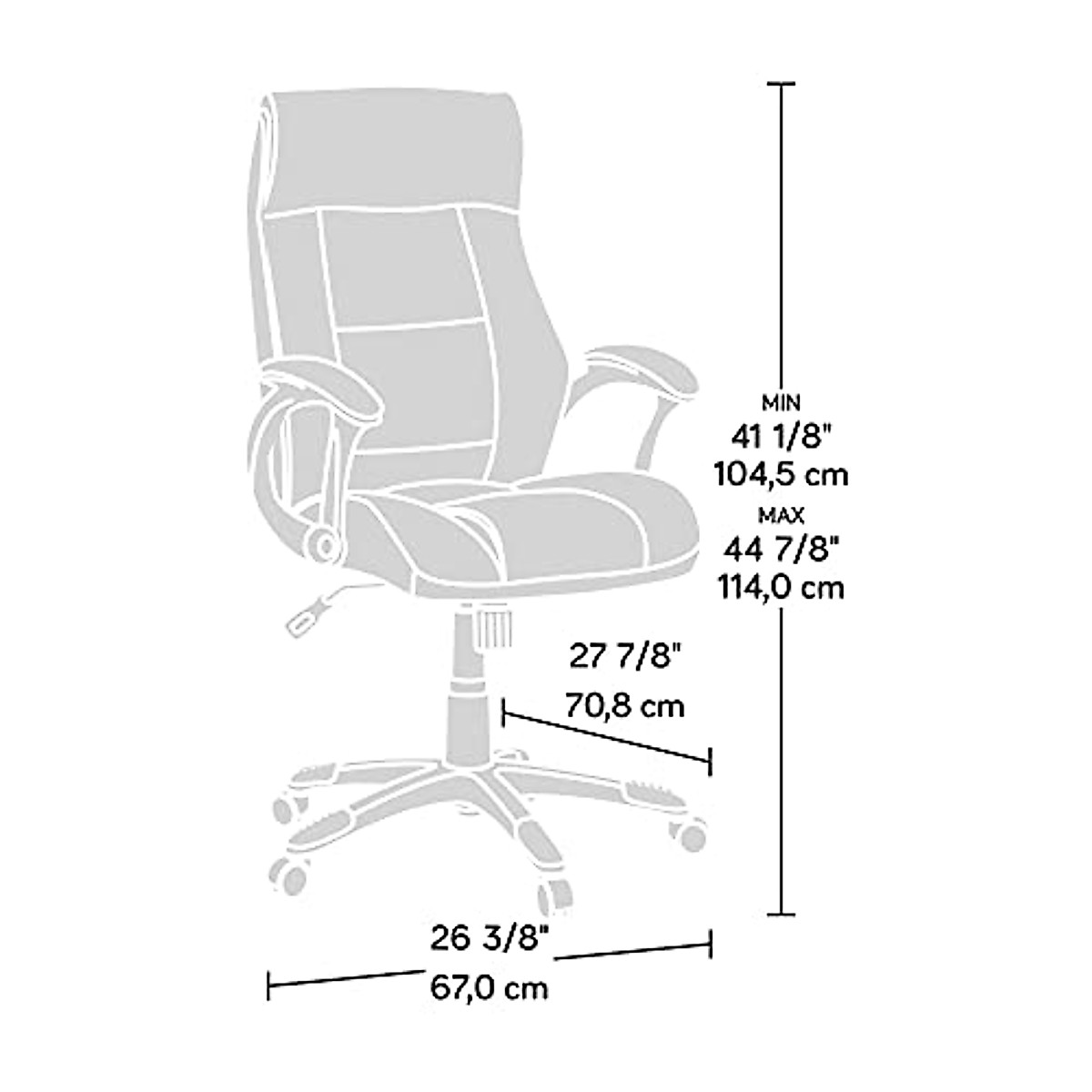 Sauder Gruga Leather Managers Chair, Black finish