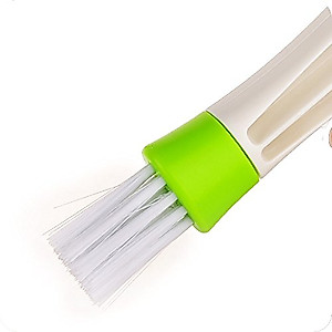 yueton Double Ended Mini Dust Blind Cleaner, Car Vent Brush, Window Blind Brush, Hand Held Magic Brush Blind Duster for House, Car, Office, White and Green