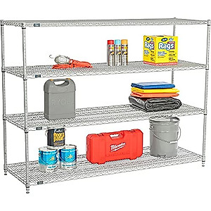 Nexel 18" x 60" x 63", 4 Tier, NSF Listed Adjustable Wire Shelving, Unit Commercial Storage Rack, Silver Epoxy, Leveling feet