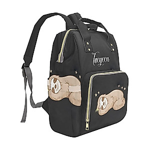Anneunique Cartoon Sloth Diaper Bags Backpack with Name Personalized Baby Bag Nursing Nappy Bag Travel Tote Bag Gifts for Mom Girl,10.83 x 6.69 x 15 Inch