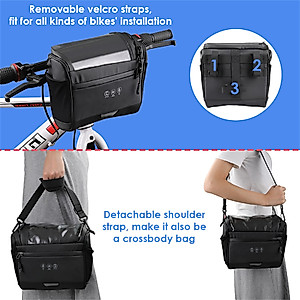 WOTOW Bike Front Handlebar Bag - Large Reflective Bicycle Handlebar Basket Bags Waterproof Storage Pannier for Bike Touchable Transparent Phone Holder Pouch for Men Women Road MTB Outdoor Cycling 3.5L