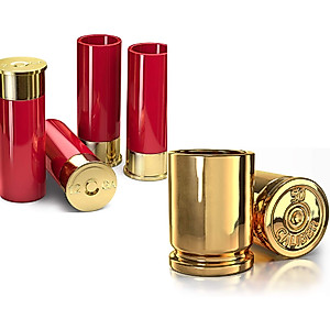 Old Southern Brass 12 Gauge Shot Glasses & 50 Caliber Shot Glasses