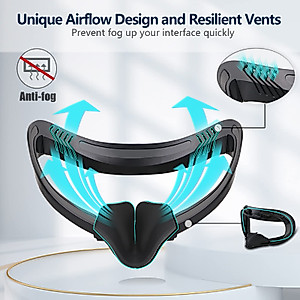 Hanpusen VR Face Pad for Oculus Quest 2 Accessories, 6-in-1 Set Facial Interface Bracket Face Cushion Cover, with 2pcs Sweat Proof Leather Foam Replacement, Lens Cover, Nose Pad, Shakes Stick Caps