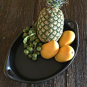 Ancient Cookware, Chamba Clay Oval Serving Dish with Handles, Large, 4 Quarts
