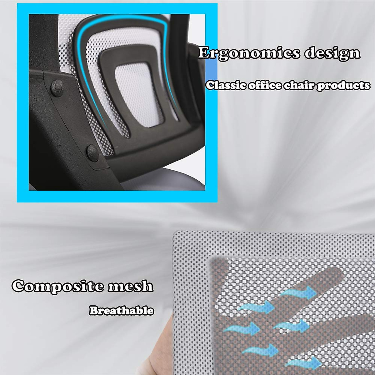 Ergonomic Office Chair Mesh Cheap Desk Chair Task Computer Chair Lumbar Support Modern Executive Adjustable Rolling Swivel Chair for Back Pain, White