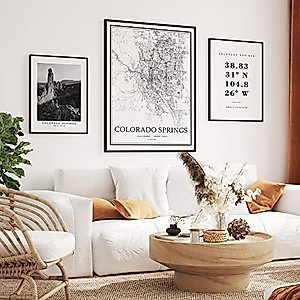 Dear Mapper Colorado Springs United States View Abstract Road Modern Map Art Minimalist Painting Black and White Canvas Line Art Print Poster Art Line Paintings (Set of 3 Unframed) (16x24inch)