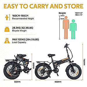 HITWAY Electric Bike for Adults 20" x4.0 Fat Tire Electric Bicycle with 750W Motor,48V 12AH Removable Battery E Bike Long Range 20-55mile with 7 Gears Foldable Ebike, UL2849 Certified