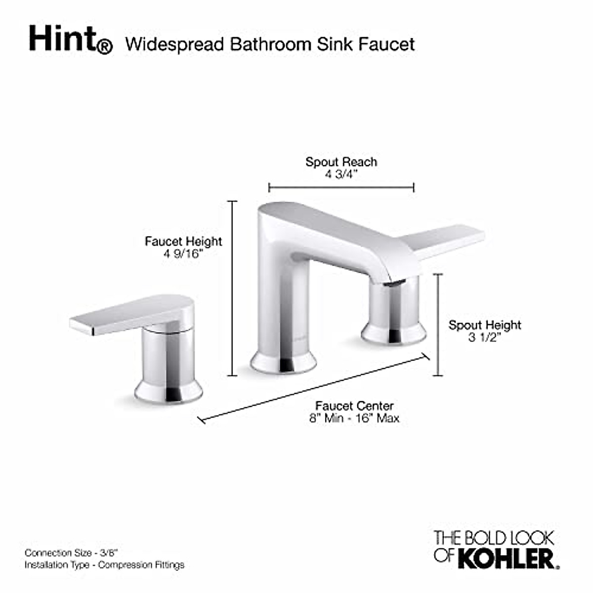 KOHLER 97093-4-BN Hint Widespread Faucet, Vibrant Brushed Nickel