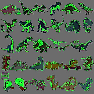 Ooopsiun Luminous Dinosaur Temporary Tattoos for Kids - 90 Styles Glow in The Dark, Dinosaur Birthday Party Decorations Supplies Favors for Boys Kids