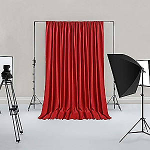 Hiasan Red Backdrop Curtains for Parties, Polyester Photography Backdrop Drapes for Family Gatherings, Wedding Decorations, 5ftx10ft, Set of 2 Panels