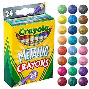 Crayola Metallic Crayons, Kids Art Supplies, 24 Count, Coloring Supplies, Gift for Kids, Ages 3, 4, 5, 6