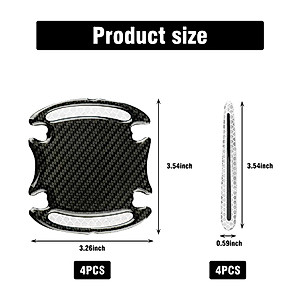 Yumfugu 8 PCS Car Door Handle Sticker, 4 PCS 3.5In x 3.2In Reflective Rubber Vehicle Door Bowl Stickers, 4 PCS 3.5In x 0.5In Handle Protection Film, Universal Warning Protector (White)