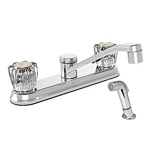 Keeney EBA67WCP Belanger Double Handle Kitchen Faucet with Side Spray 13” x 19”, Polished Chrome