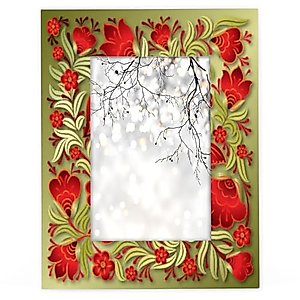 Yzrwebo Tropical Floral 4x6 Picture Frame Red Flower Leaves Wood Photo Frames High Transparent Horizontal and Vertical Tabletop Display or Wall Mounting for Family Home Gallery Office