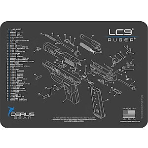 Ruger LC9 5 PC EDOG Cerus Gear Schematic (Exploded View) Heavy Duty Pistol Cleaning 12x17 Padded Gun-Work Surface Protector Mat Solvent & Oil Resistant & 3 PC Cleaning Essentials & Clenzoil
