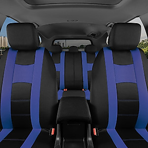 BDK carXS Seat Covers for Cars, Blue Two-Tone with Matching Back Seat Cover, Made to Fit Most Auto Truck Van SUV, Interior Car Accessories, Full Set