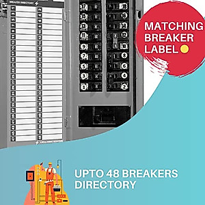 Circuit Breaker Directory Label with Fuse Stickers for Fuse Panel, Marker Sign for Electrical Panel. Strong Adhesive. Up to 48 Entries, Odd and Even Sequence. for House or Commercial Use- Grey Color