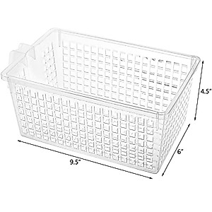 Hedume 4 Pack Plastic Storage Bins with Handle, BPA-Free Kitchen Pantry Cabinet Refrigerator Food Storage Organizer for Snacks, Food, Produce, Pasta