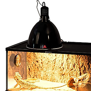 REPTI ZOO 8.5 Inch Reptile Terrariums Dome Lamp Fixture Reptile UVB Light Fixture Optical Reflection Cover for Reptile Glass Tank