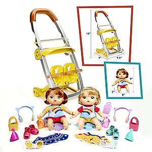 Baby Alive Littles, Shop ‘N Stroll Twins, Blonde Hair Doll, Red Hair Doll, Stroller, 18 Accessories, Toy for Kids 3 Years Old & Up (Amazon Exclusive)